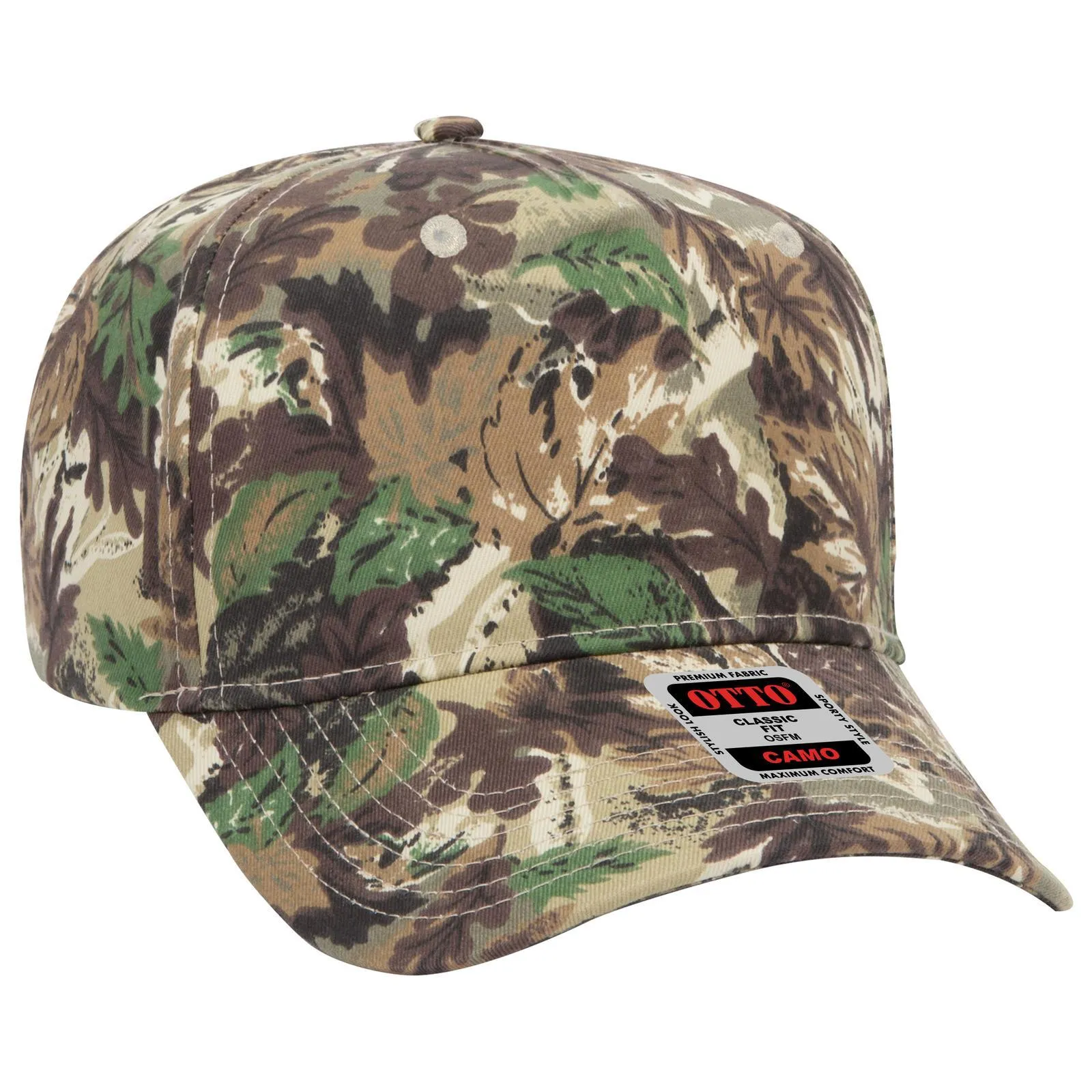 Camo 5 Panel Mid Profile Baseball Cap - Otto